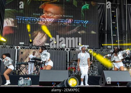 Musician Teddy Riley (Edward Theodore Riley) performs with his band ...