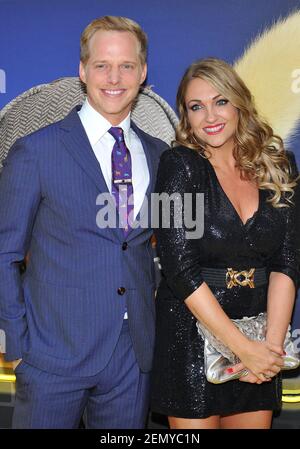 L-R: Actor Chris Geere and Jennifer Sawdon attend the U.S. premiere of ...