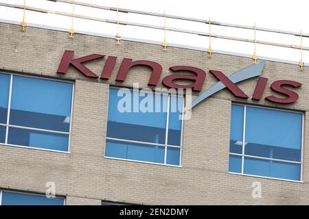 A logo sign outside of the headquarters of Kinaxis in Ottawa, Ontario ...
