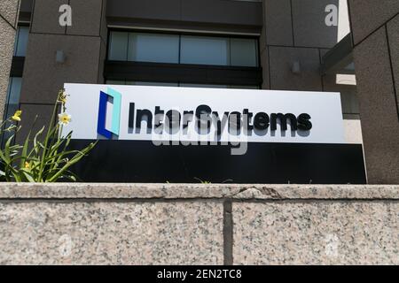 A logo sign outside of the headquarters of InterSystems Corporation in ...