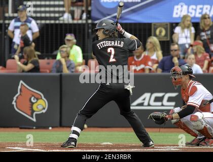 June 1, 2019: Louisville's Tyler Fitzgerald throws to first during an ...