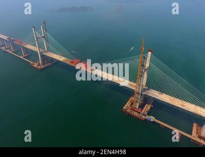 Fuzhou, Pingtan cross-strait expressway-railway bridge in southeast ...
