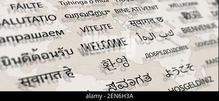 Welcome word cloud in different languages Stock Photo - Alamy