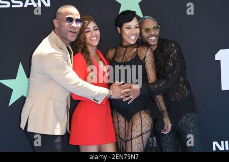 L-R) Devon Franklin, Meagan Good, Eric Bellinger, and La'Myia Good at ...