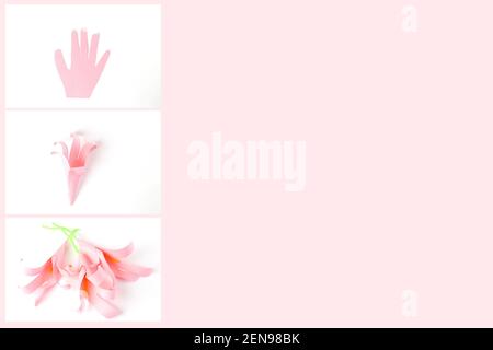 handprint paper lilies, diy, spring flowers craft for kids, tutorial ...