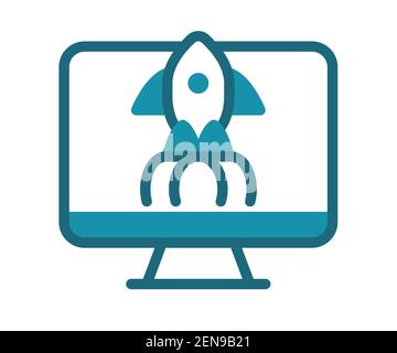 desktop launch startup single isolated icon with filled line style ...