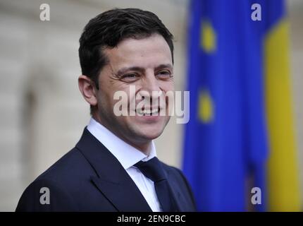 Ukraine President Volodymyr Zelensky smiles during the 21st Ukraine-EU ...
