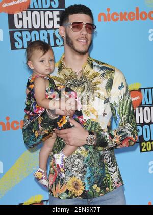 (R-L) Lonzo Ball and Daughter Zoey Christina Ball arrives at the ...