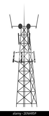 Broadcast relay station and base station. Radio tower icon. Editable vector Stock Vector Image ...