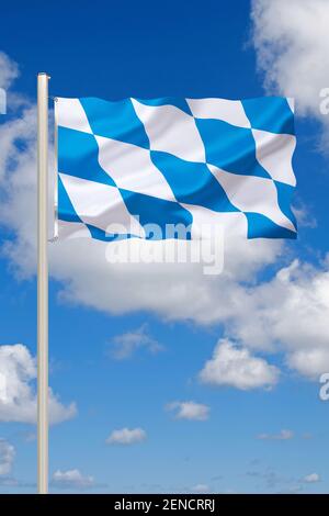 Die Flagge von Bayern, Landesflagge in Streifenform, Bayern hat zwei ...