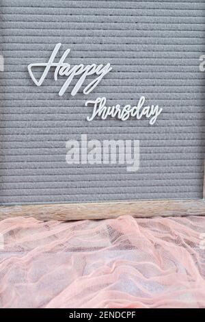 Happy weekdays posters embedded on grey background Stock Photo - Alamy