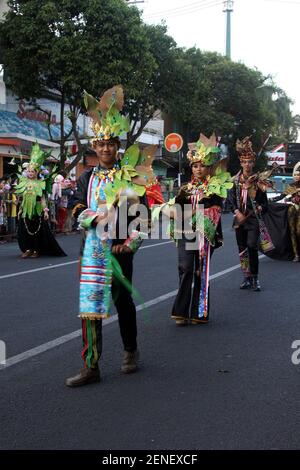 A model in a Carnaval costume during Indonesia's independence day ...