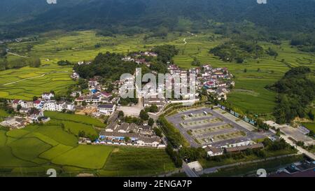 Anhui,CHINA-Aerial photo shows the autumn countryside in Yunling town ...