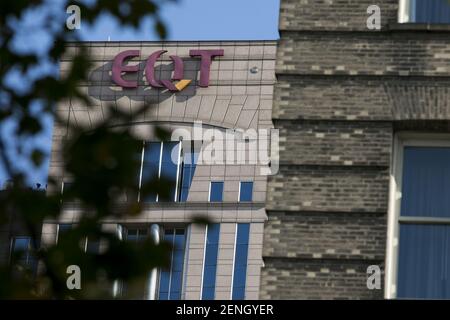 A logo sign outside of the headquarters of the EQT Corporation in ...