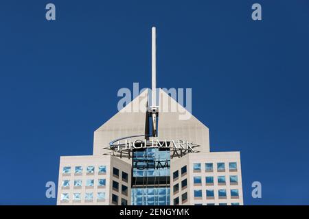 A logo sign outside of the headquarters of Highmark in Pittsburgh ...