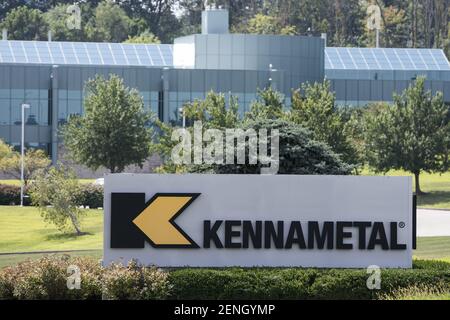 A logo sign outside of the headquarters of Kennametal in Latrobe ...