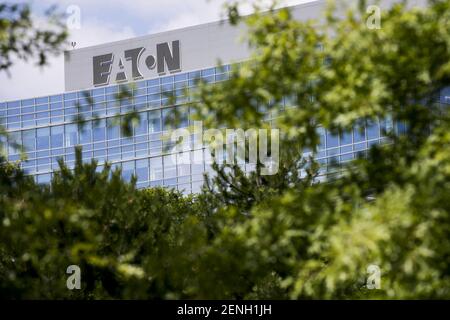 A logo sign outside of the operational headquarters of the Eaton ...