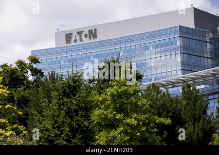 A logo sign outside of the operational headquarters of the Eaton ...