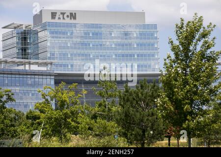 A logo sign outside of the operational headquarters of the Eaton ...