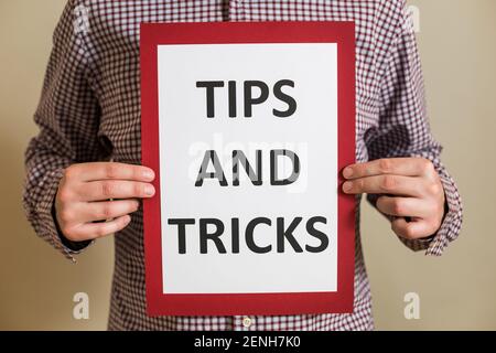 Text sign showing Tips And Tricks. Business photo showcasing piece of ...