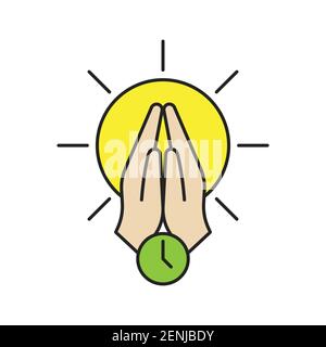 Time to Pray vector logo. Praying Hands Icon with clock Stock Vector ...