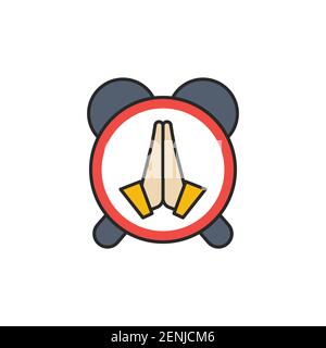 Praying time icon, color, line, outline vector sign, linear style ...