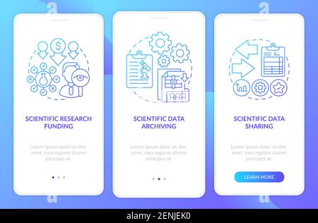 Scientific research components onboarding mobile app page screen with ...