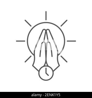 Praying time icon, color, line, outline vector sign, linear style ...
