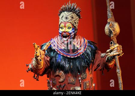 Lindiwe Mkhize as Rafiki in the musical of The Lion King at the Lope de ...
