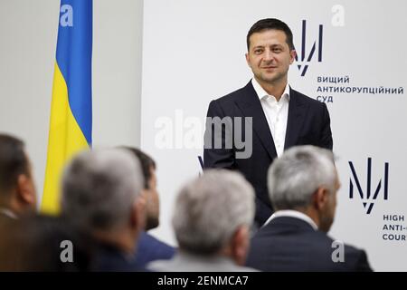 Ukraine President Volodymyr Zelensky smiles during the 21st Ukraine-EU ...