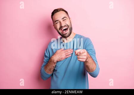 Photo of charming person arm finger demonstrate thumb up symbol ...