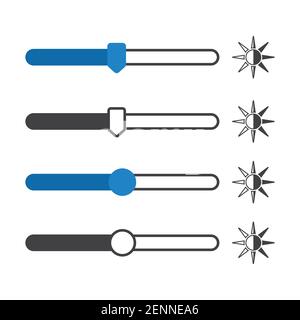 Brightness control icon. Contrast level button. Set isolated vector ...
