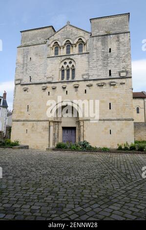 Nevers. Facade of Saint Etienne church. Roman church. Nièvre department ...