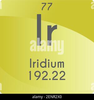 Iridium chemical element of Mendeleev Periodic Table on yellow ...