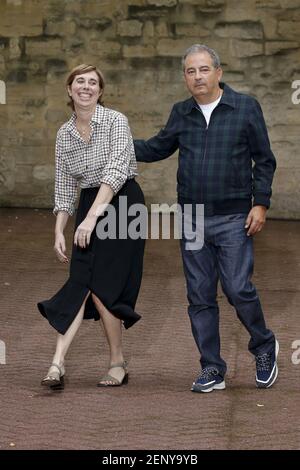 Judith Touitou and Jean Touitou walking on the runway during the A.P.C ...
