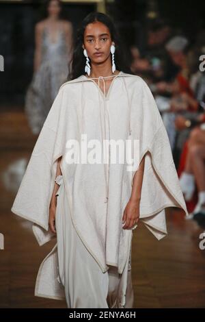 Model Mona Tougaard walking on the runway during the Valentino Ready to ...