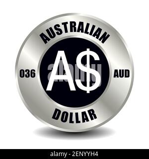 AUD Australian Dollar Currency Symbol. Black Illustration Isolated on a ...