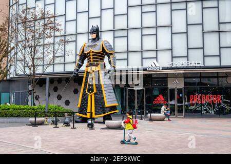 Shanghai, CHINA-An eight-meter-tall statue of Batman Imperial Palace ...