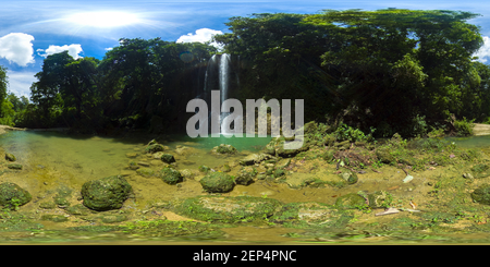 360° view of Beautiful tropical waterfall. Kawasan Falls, Bohol ...