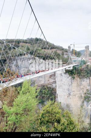 Hunan,CHINA-Yuntiandu, also known as Zhangjiajie Grand Canyon Glass ...