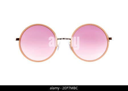 Round hipster sunglasses on pink background. Fashion accessory for ...