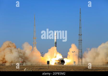 A Kuaizhou 1A (KZ 1A) carrier rocket loaded with the Jilin 1 Gaofen 02A remote sensing satellite ...