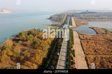 Henan,CHINA-Overlooking the Yellow River wetland nature reserve in ...