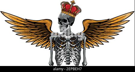 vector angel skeleton with wing and crown Stock Vector Image & Art - Alamy