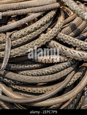 Pile of worn out bicycle tires Stock Photo - Alamy