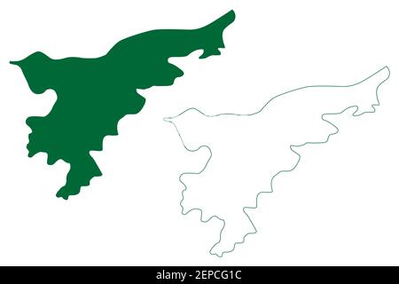 Nagaon district (Assam State, Republic of India) map vector ...