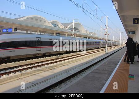 Hubei,CHINA-The east Yunmeng station of Han-shi high-speed railway was ...