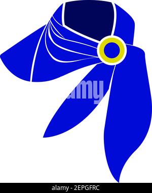Business Woman Neck Scarf Icon. Black on White Background With Shadow ...