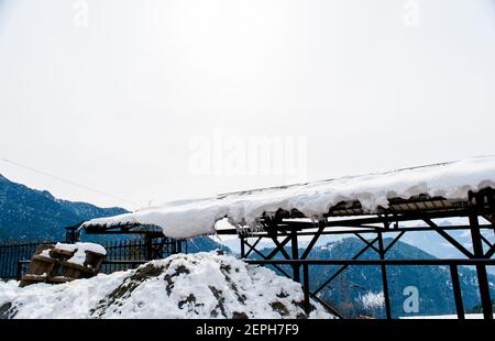 Patnitop a city of Jammu and its park covered with white snow, Winter ...