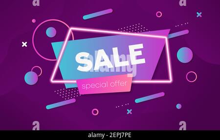 Mega sale special offer, Neon 80 off sale banner. Sign board promotion ...